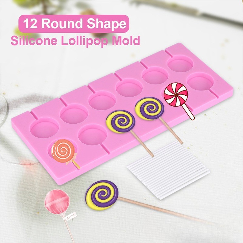 12 cavity circular silicone mold tray for making lollipops and ...