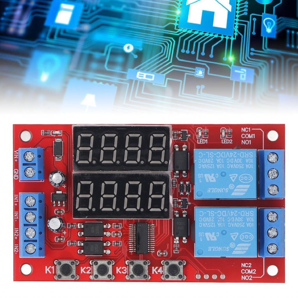 Supergoodsales 2 Channel Relay Module 24V LED Display Delay Self Locking Cycle Timer | Shopee ...