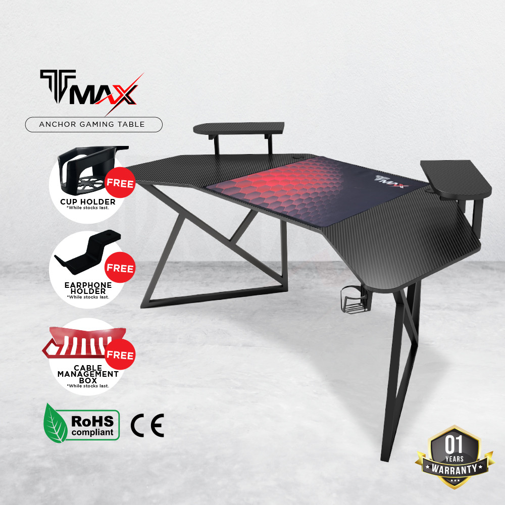 TMAX Anchor Shaped 180CM Gaming Table-Black | Shopee Malaysia