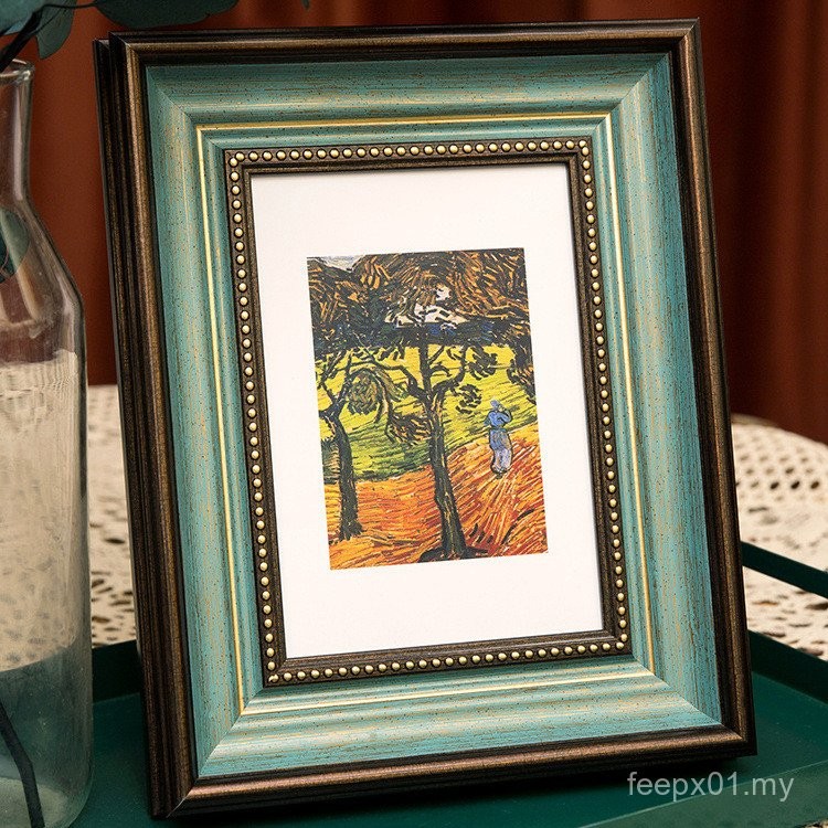 Bingkai gambar meja bingkai gambar retro Amerika bingkai foto persegi 5 inci 7 inci 10 inci A4 ...