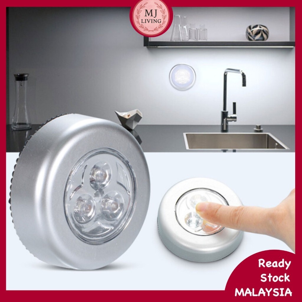 Tap Touch Control Lamp Mini Wireless LED Push Light Wall Rack Cabinet ...