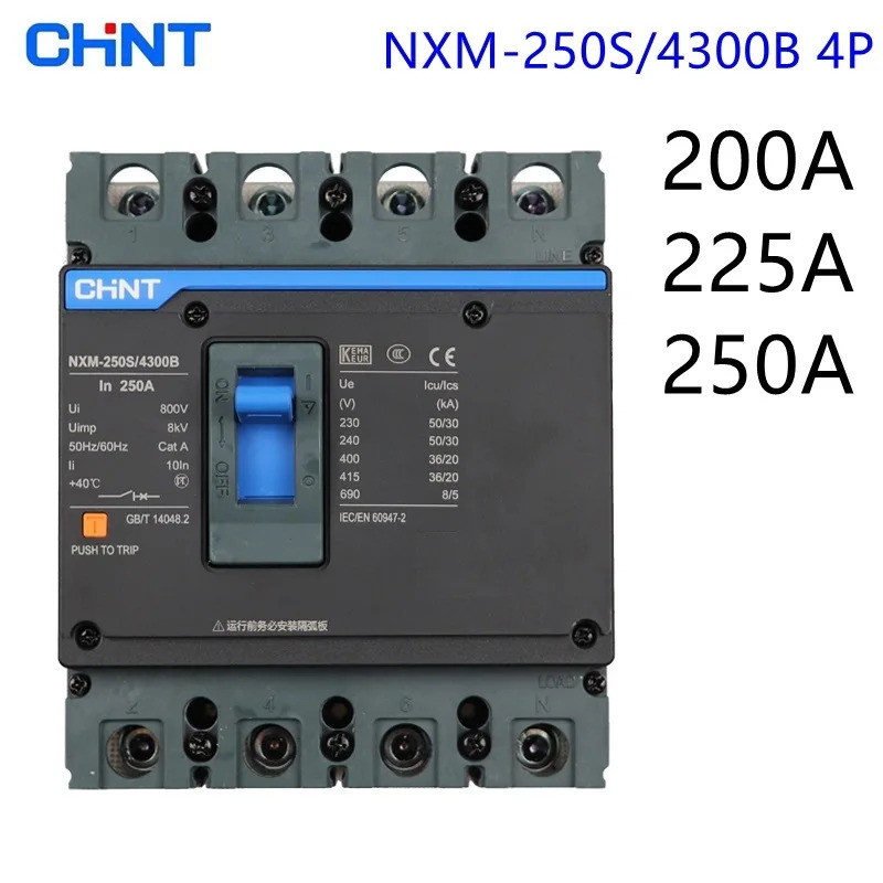Original CHiNT 250A 225A 200A MCCB Molded Case Circuit Breaker Air Switch 4P NM1 NXM NXM-250S ...
