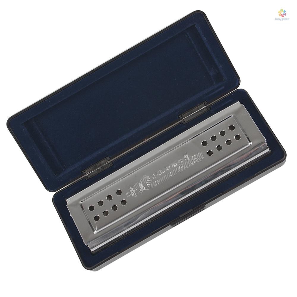 2-in-1 Tremolo Harmonica Mouth Organ Dural Key of C&G 24 Double Holes ...