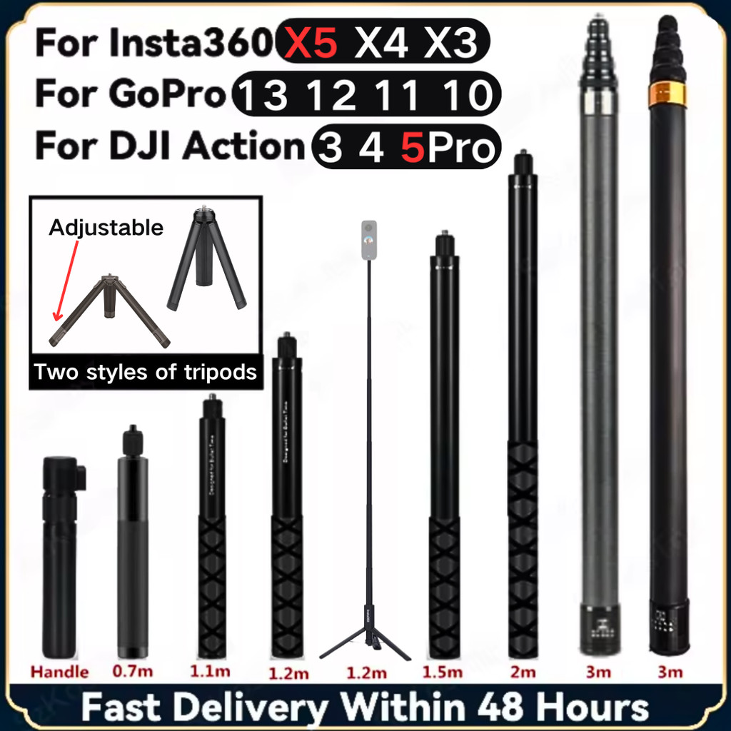Extended Edition Selfie Stick Scalable Monopod for Insta 360 X6/X5/ X4 ...