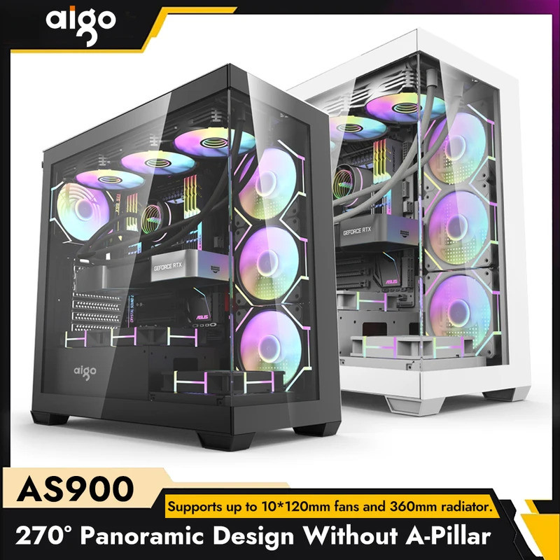 Aigo AS900 PC Case ATX M-ATX ITX Motherboard Gamer Cabinet Double-Sided ...