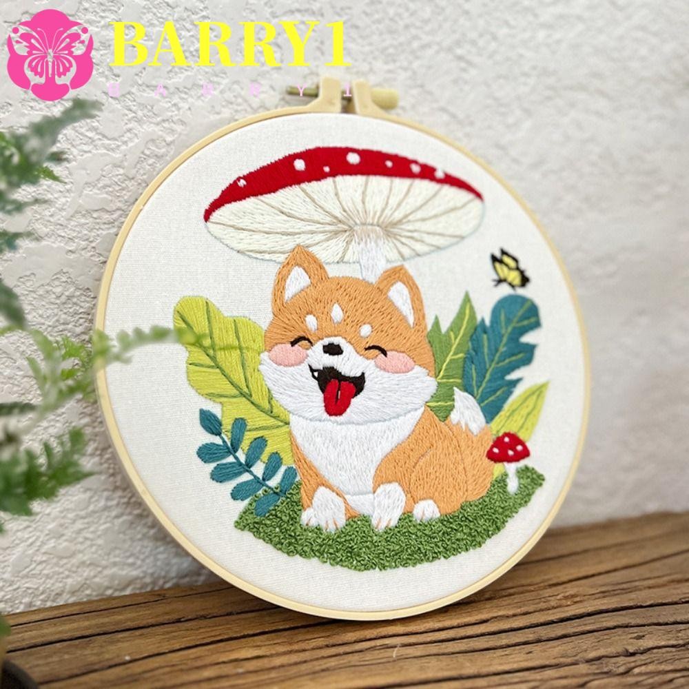 BARRY1 Dog Embroidery Kit, DIY Floral Patterns Cross Stitch Set, Home ...