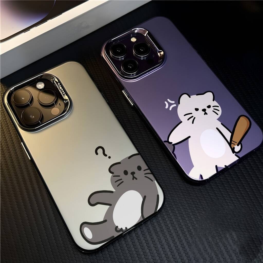 Hammer Cat Couple Phone Case For iPhone 16E X XS XR 11 12 13 14 15 16 ...