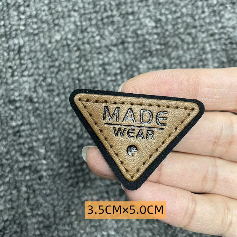 Self-adhesive Self-Sewn Coffee Color Letter Leather Decorative Patch ...
