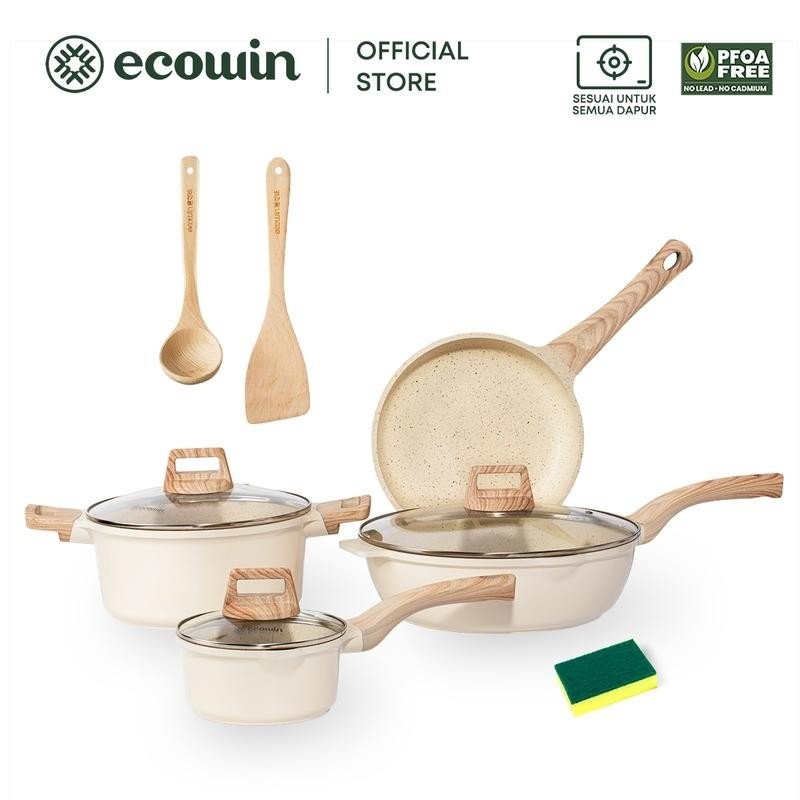 Ecowin 4pcs Cookware Set - Nonstick Pan Set Wok Saucepan Frying Pan Soup pot Kitchenware Metal ...