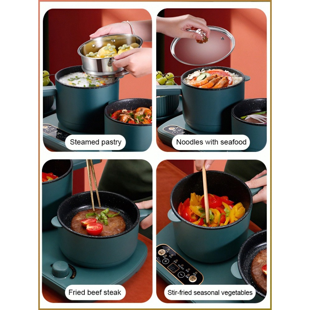Electric Skillet Multi-functional Cooking Pot Skillet 9 Levels of ...