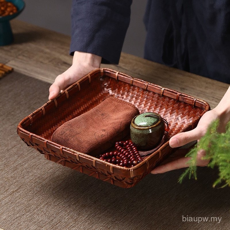 Produk buluh buatan tangan tenunan buluh pinggan buah kering Jepun ...