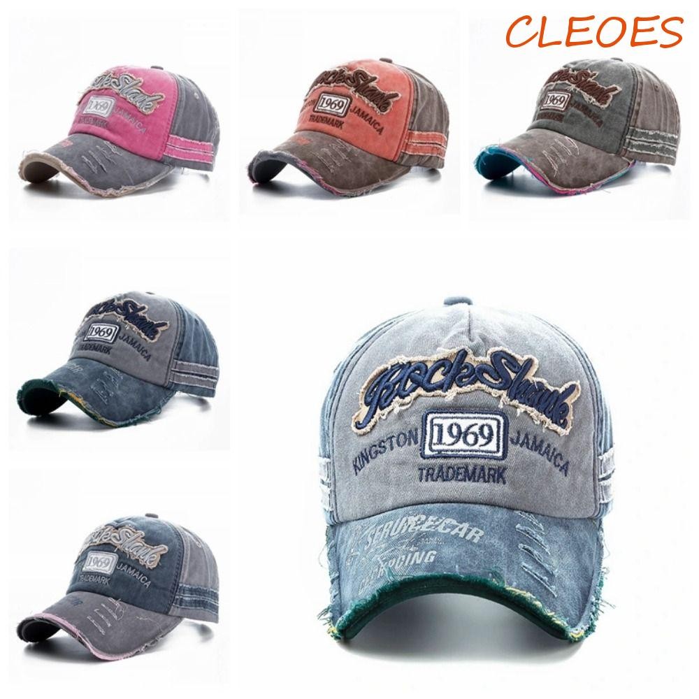 CLEOES Snapback Hat, 1969 Letter Washed Denim Letters Baseball Cap ...