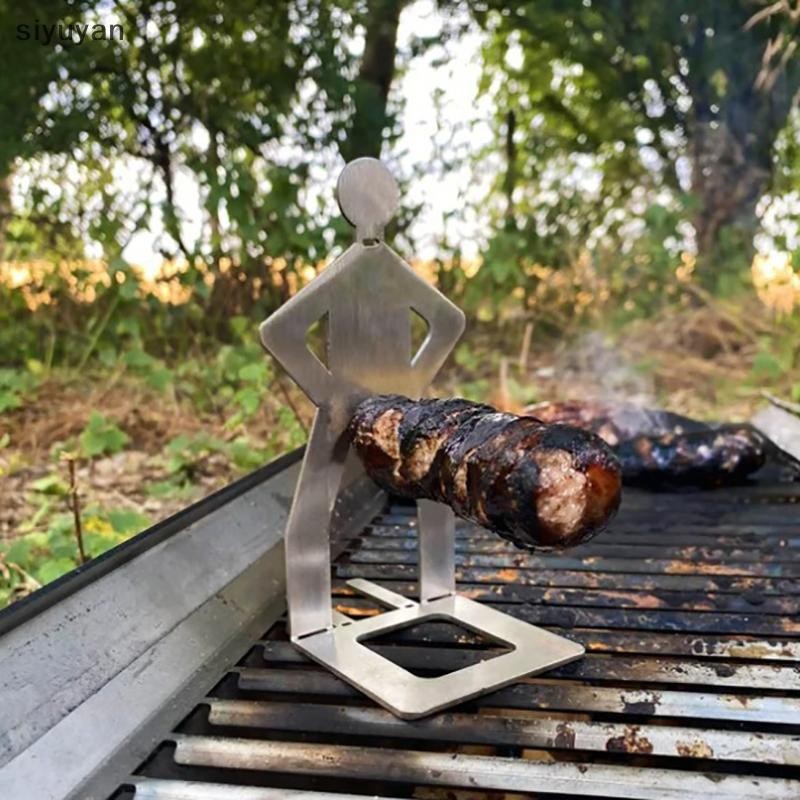 Si Foldable Funny Human-Shaped Metal BBQ Roaster Creative Hot Dog Spit ...
