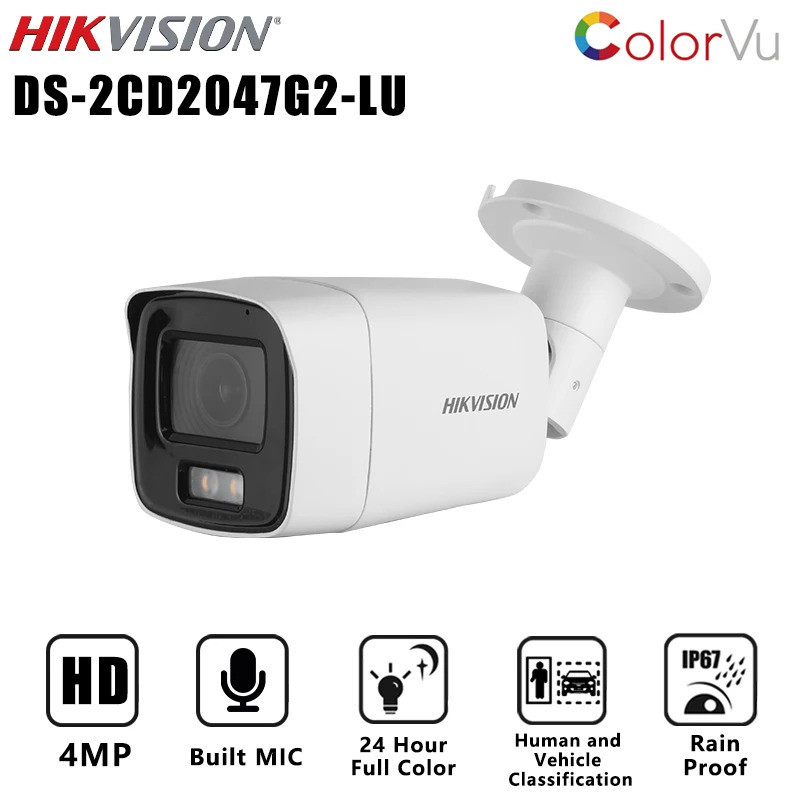 Hikvision DS-2CD2047G2-LU 4MP HD ColorVu Security CCTV Support Human and Vehicle Detection Built ...