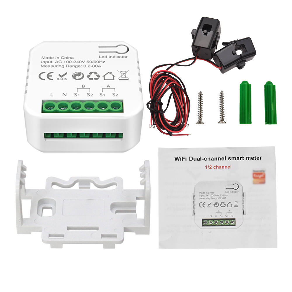 Smart Energy Meter TY Power Consumption Monitor with 2 80A CT Clamp ...