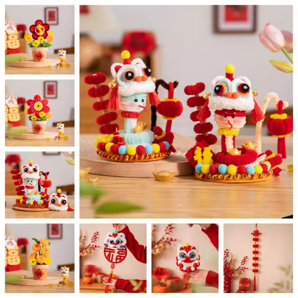 Handmade New Year Decoration DIY Twist Stick Craft Plush Decor Snake ...
