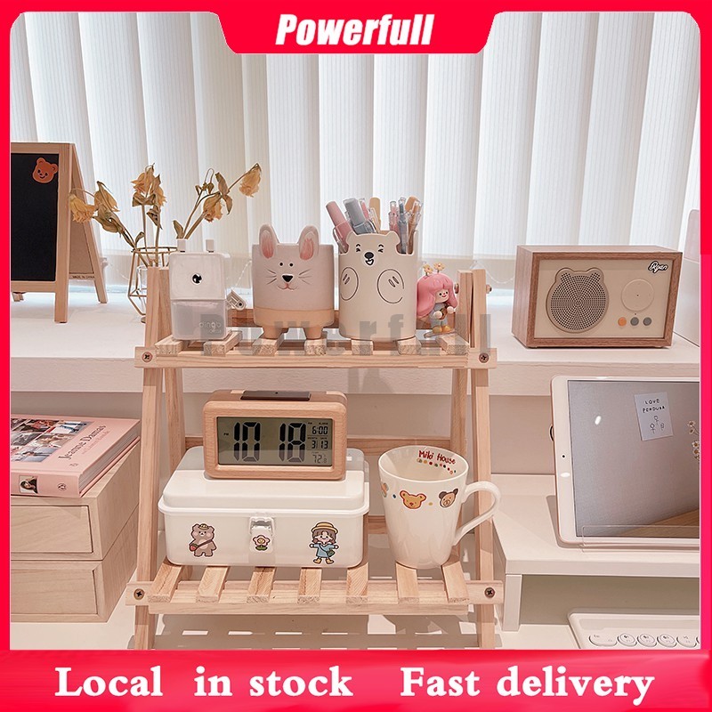 INS style freestanding wooden desktop storage shelf for desk ...