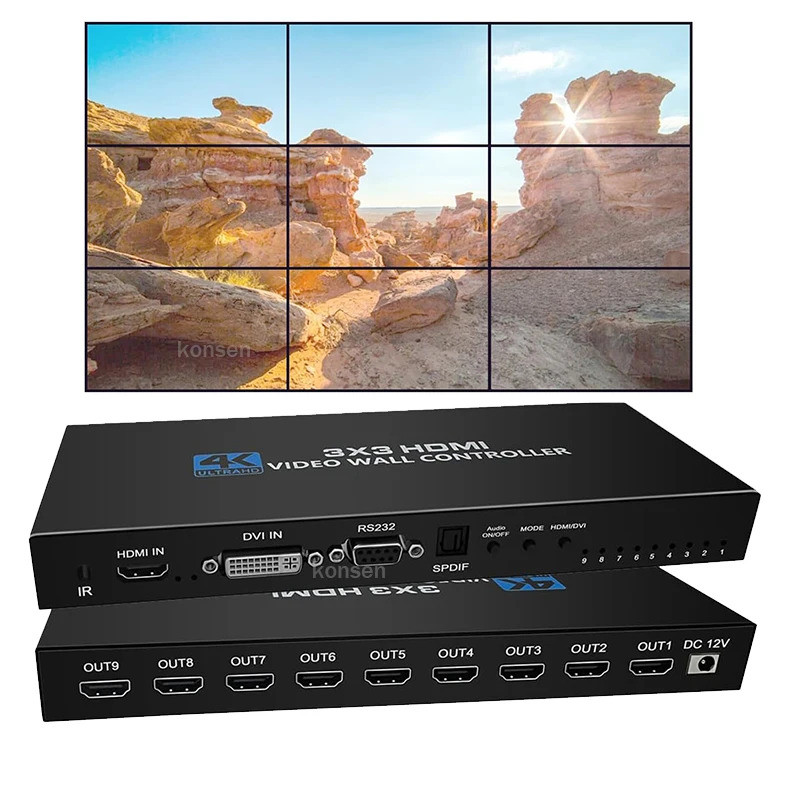 4K HDMI Video Wall Controller 3x3 2x3 2x4 1080P HDMI DVI Video Wall ...