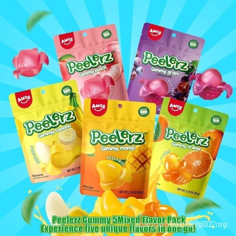 (5 pek perisa campuran/3 pek/6 pek) Amos peelerz peelable gummies-mango ...