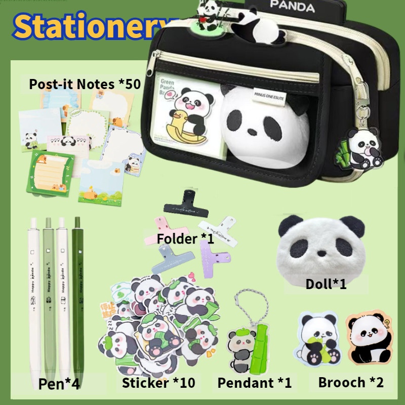 "Stylish Panda-Themed Transparent Pencil Case - Large Capacity ...
