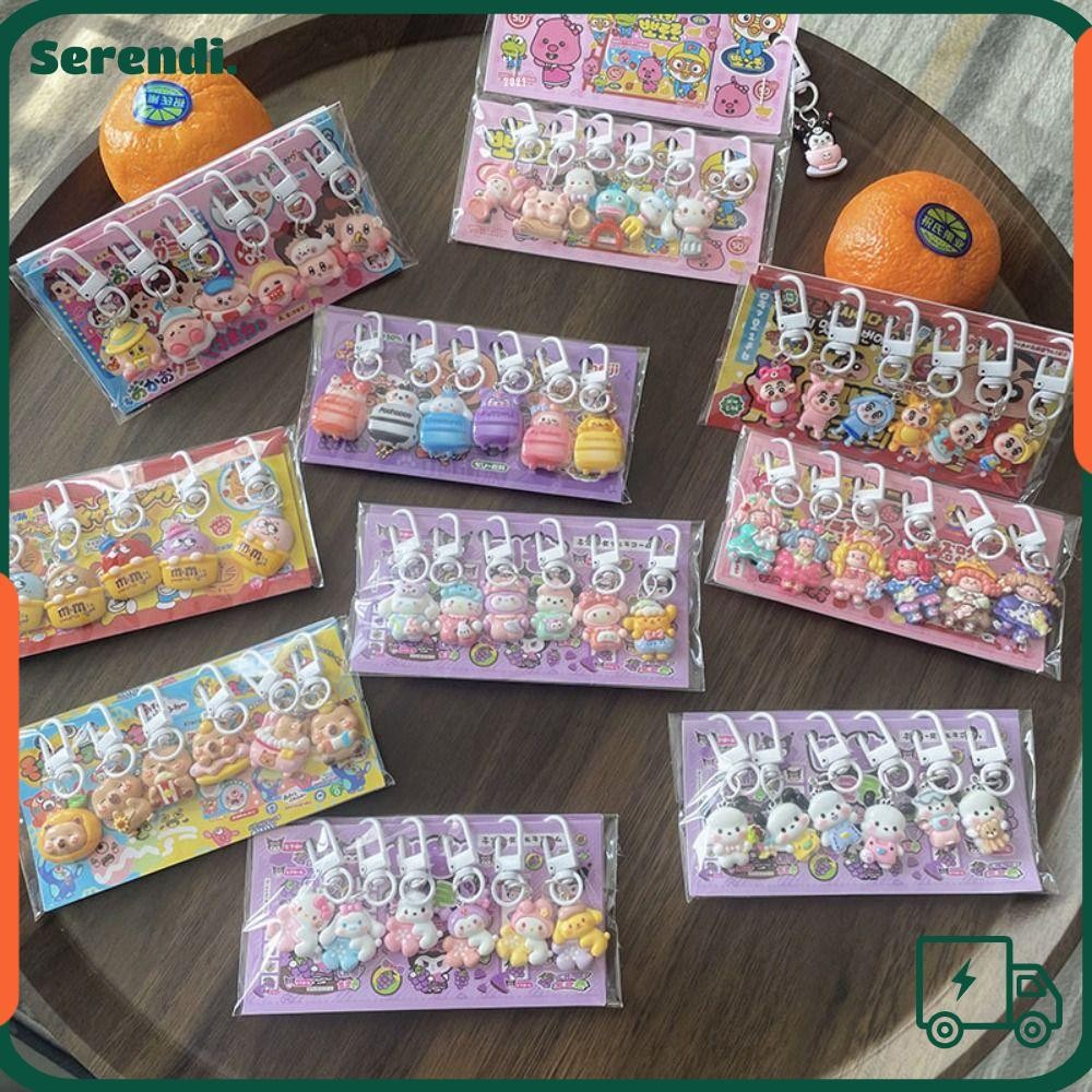 SERENDI 6Pcs/set Sanrio Key Chain, Crayon Shin-chan Cartoon Labubu ...