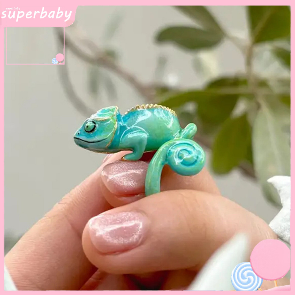 Superbaby Exquisite Detail Ring Chameleon Ring Handmade Chameleon Wraparound Ring Set Adjustable ...