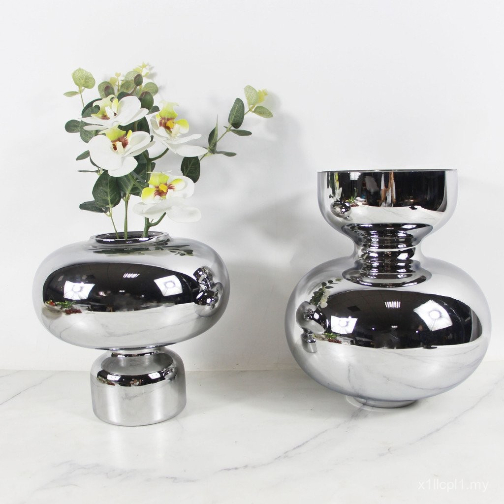 Warna perak penyaduran elektrik moden dan sederhana, biru warna, pasu ...