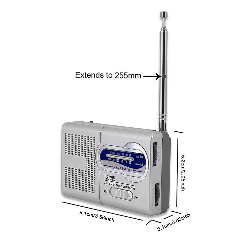 [Okhello.my] Mini Vintage Radio Battery Powered AM FM Radio Telescopic ...
