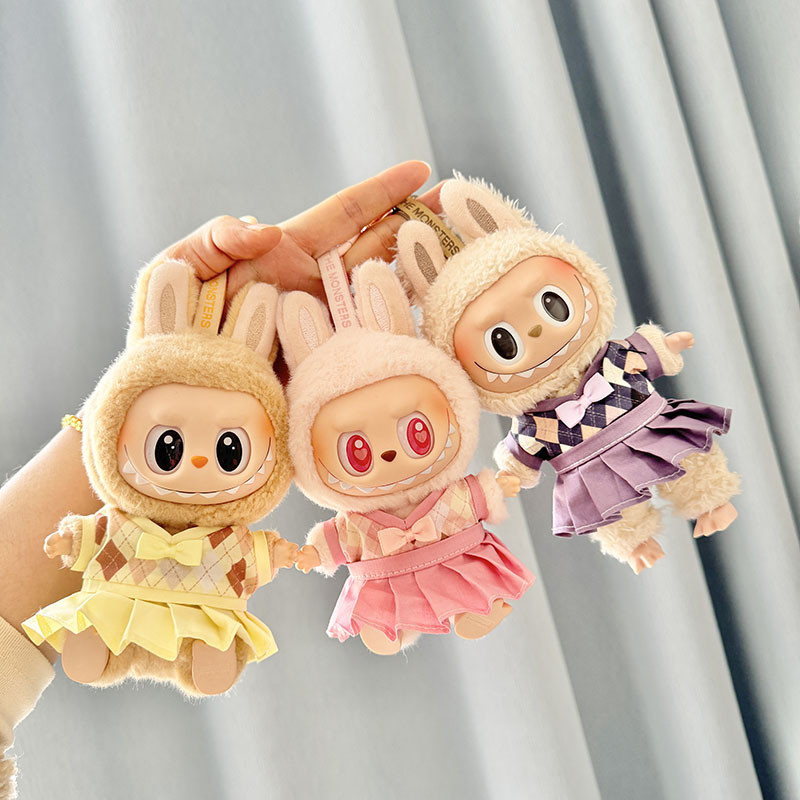 17cm Labubu Clothes Labubu Doll Baby Clothes British Couple JK Suit ...