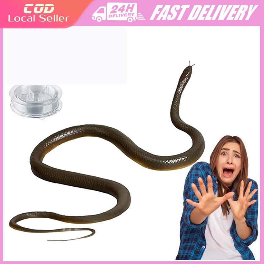 Soft Rubber Snake 80/120cm Realistic Prank Snake with String Realistic ...