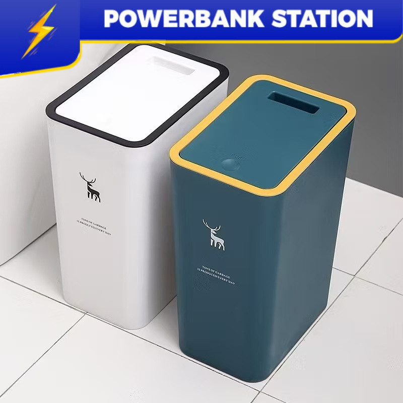 PSB_ 12L/15L Nordic Portable Dustbin Kitchen With Cover Rubbish Bin Bakul Tong Sampah Bertutup ...