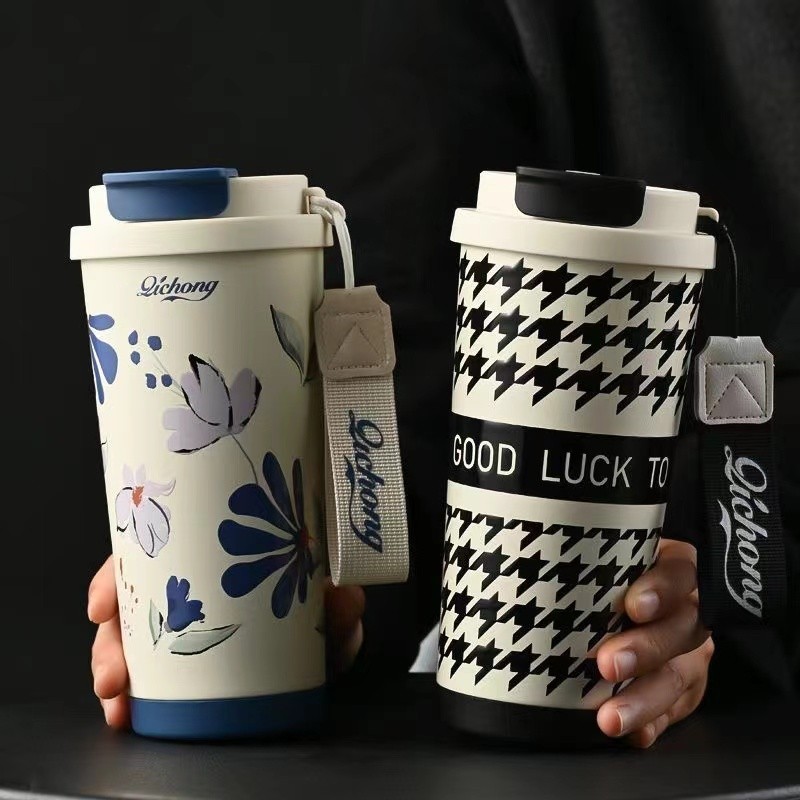 【LUCKY】Ceramic Coated Liner Thermos Cup Double Drinking 316 Stainless ...