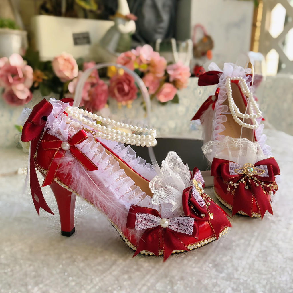 Original Lolita Shoes Handmade lo Shoes Antique Hanfu High Heels Cute ...