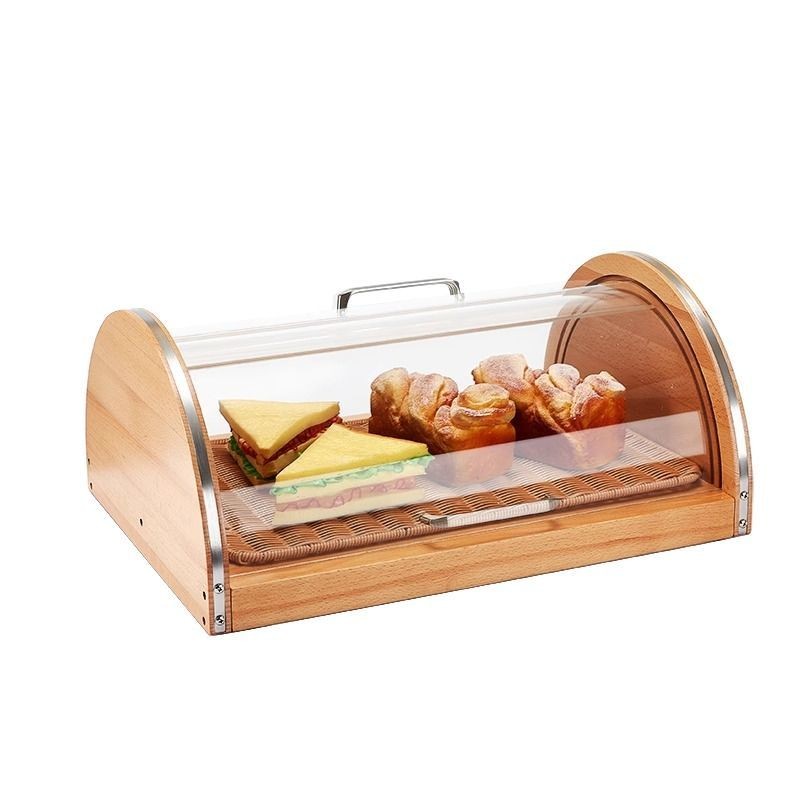 Buffet Bread Display Cabinet with pc Lid Imitation Rattan Board Cake ...