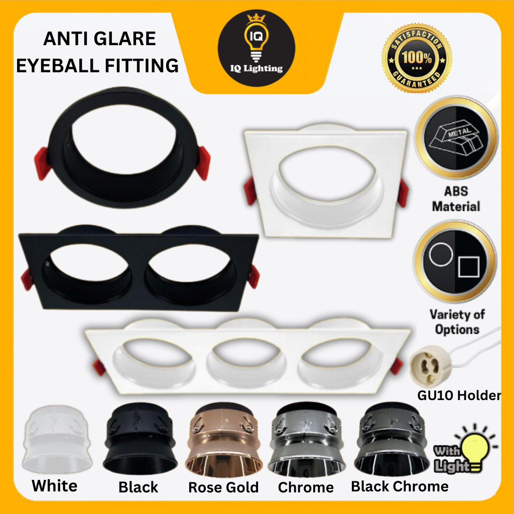 Anti Glare LED Recessed Eyeball Fitting GU10 Bulb Holder Black/White ...