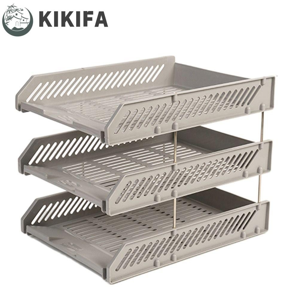 KIKIFA Three-layer File Rack, File Organizer Storage Rack A4 File ...