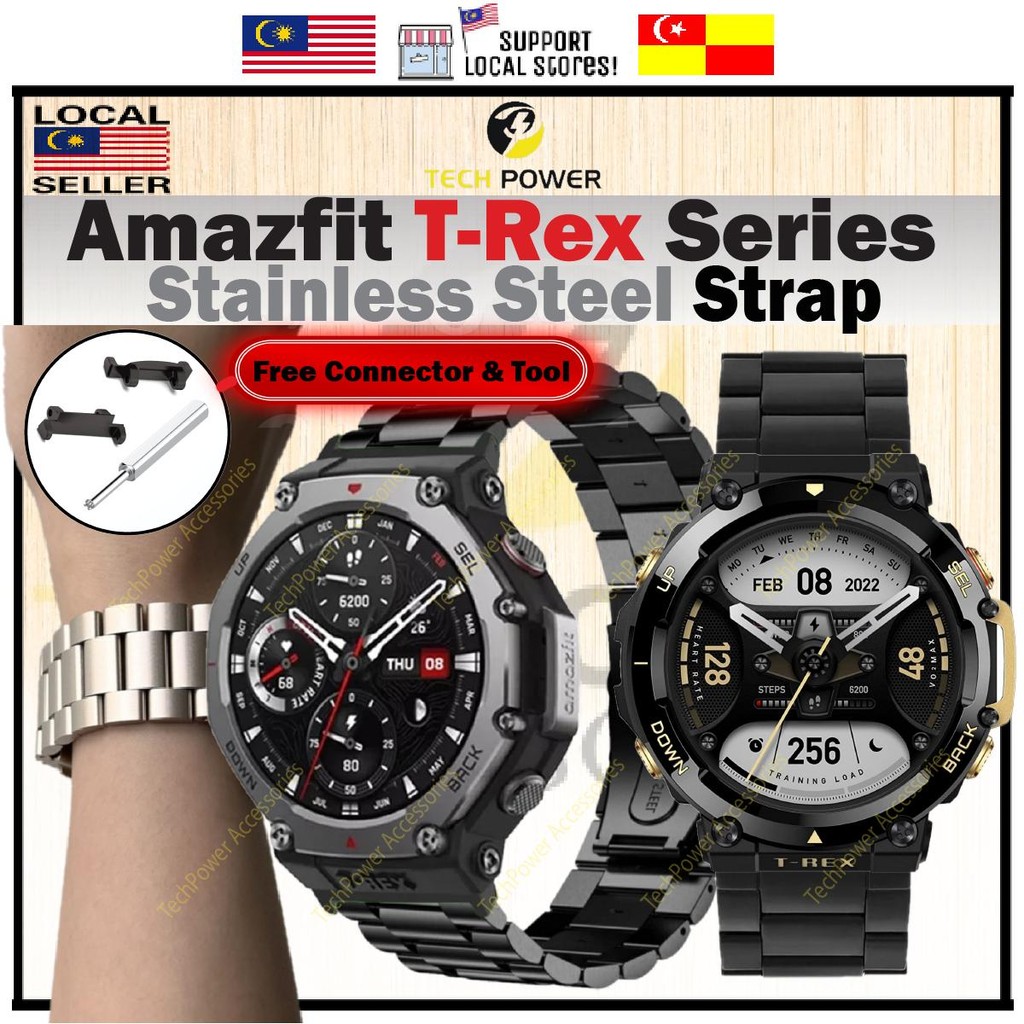 Amazfit T-Rex 3 /Amazfit T-Rex 2 Strap Stainless Steel Strap ,Tali Jam ...