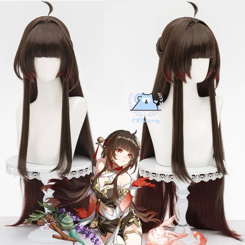 Presell Honkai: Star Rail Lingsha Cosplay Wig Ling Sha Cosplay 90cm Red ...