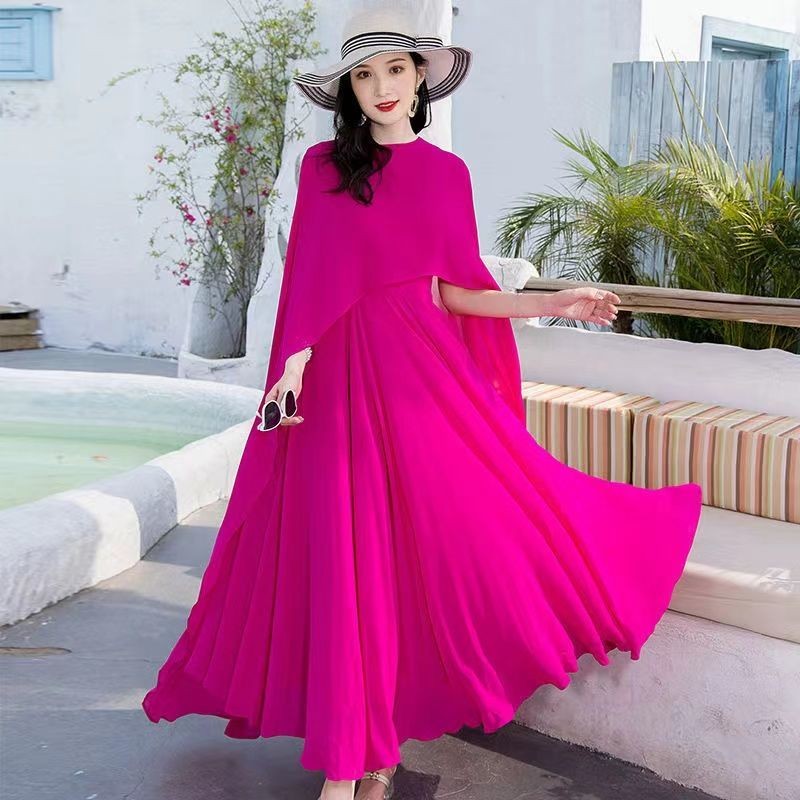 2025 raya baju pantai wanita rok panjang perempuan Summer New Retro ...