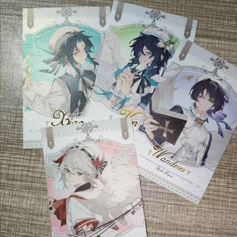 4Pcs/Pack Game Genshin Impact Merch Fans Collection Character Cards ...