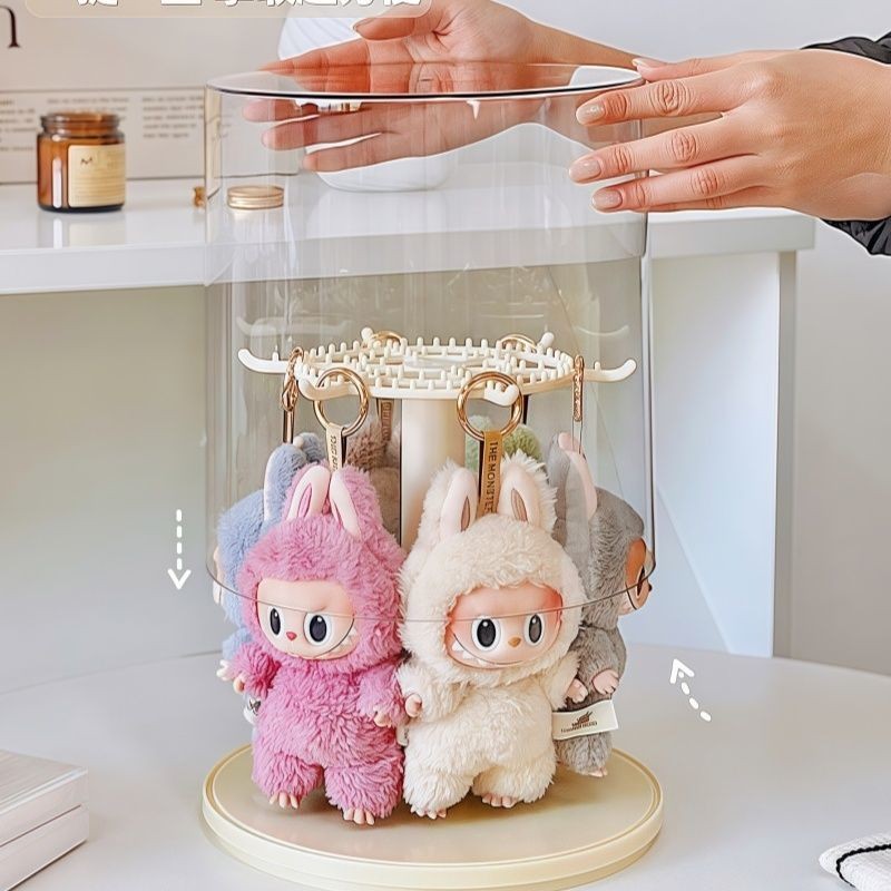 Labubu Pendant Display Box Rotating Transparent labubu Plush Doll Doll ...