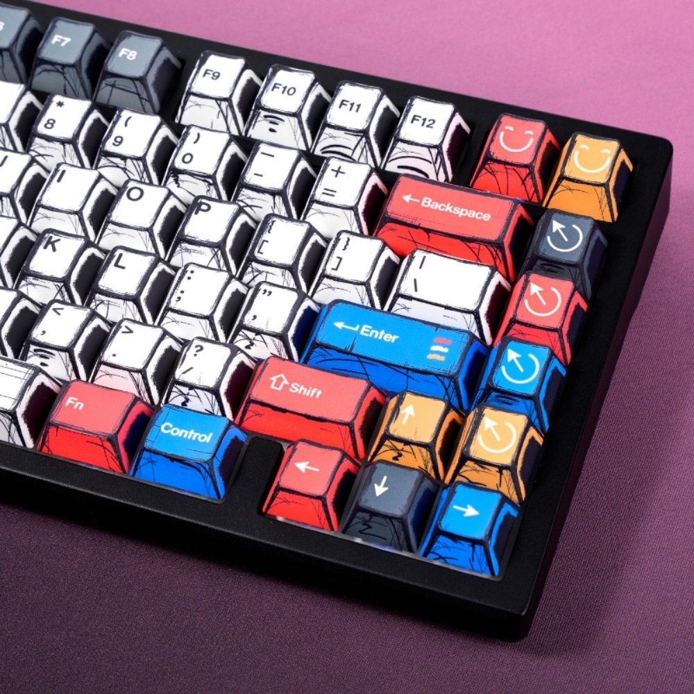 Caricature Graffiti Keycap Cherry Profile 130 Keys PBT Wooting60 EZ63 ...