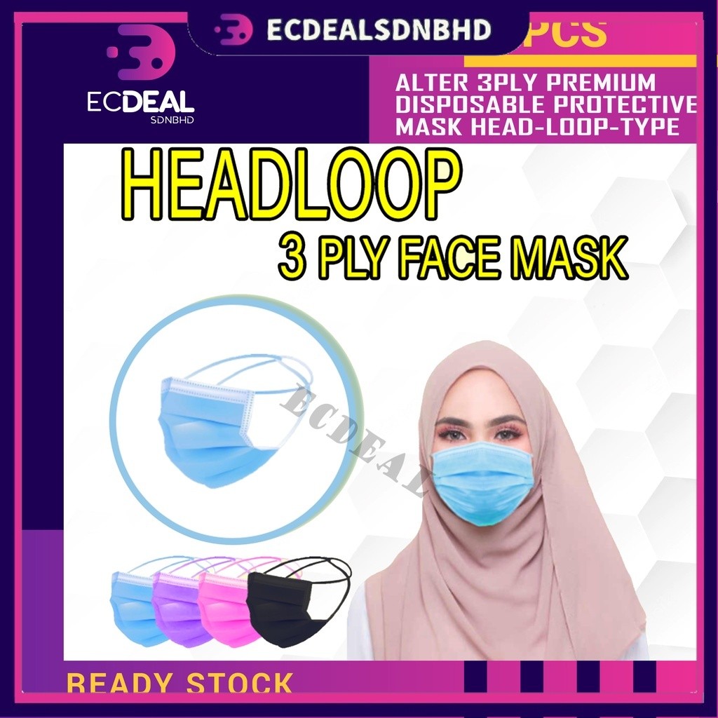 [MALAYSIA READY STOCK]50pcs 3ply Face Mask Hitam Hijab Mask Black Head ...