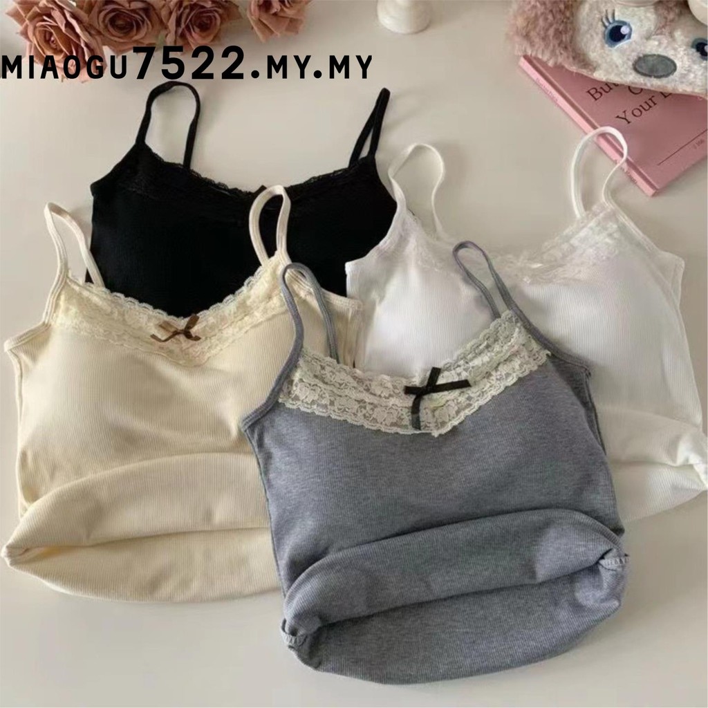READYSTOCK Woman Fashion Ribbon Bow Ellie Coquette Bra Padded Bralette ...