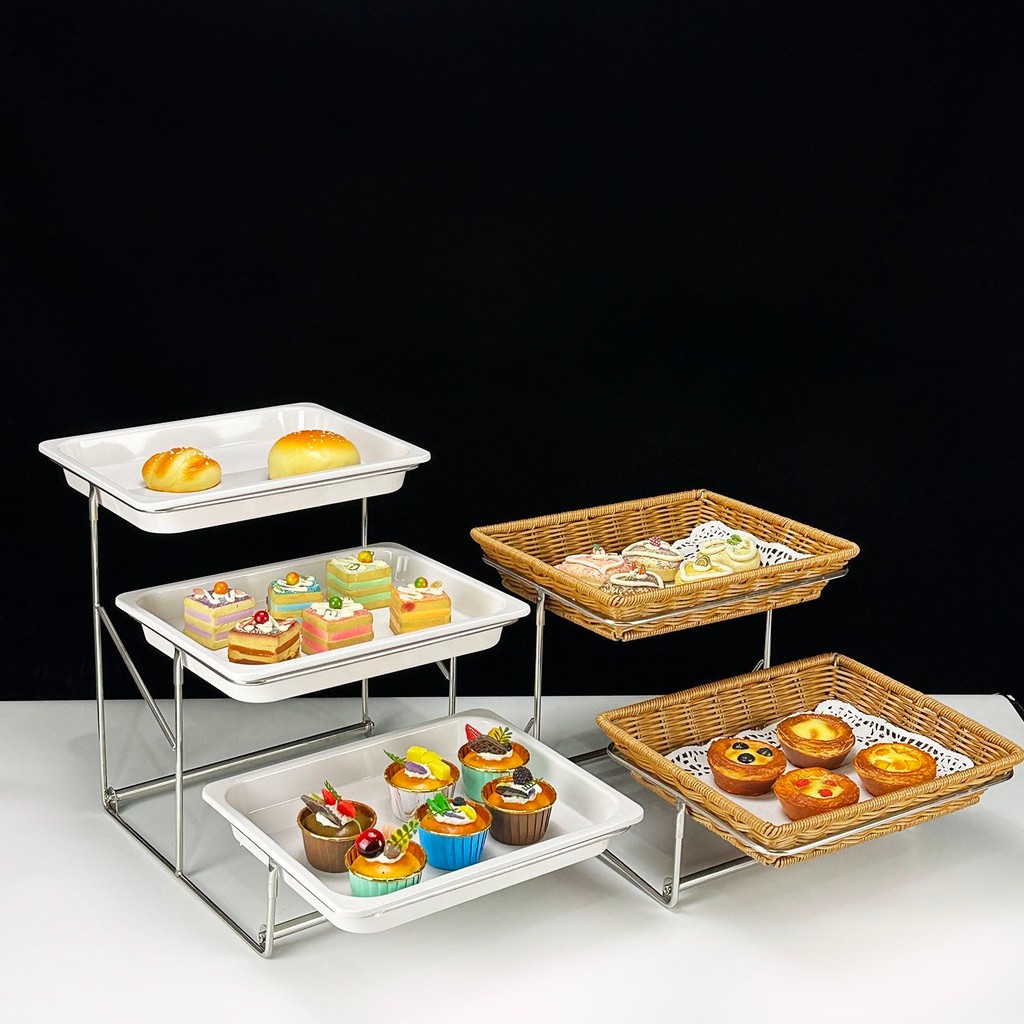 Hotel Buffet Display Plate Three-Tier Two-Tier Square Rattan-like Bread ...