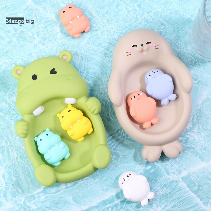 Mangobig Bathroom Floating Animal Hippo Otter Sealed Floating Play Toy ...
