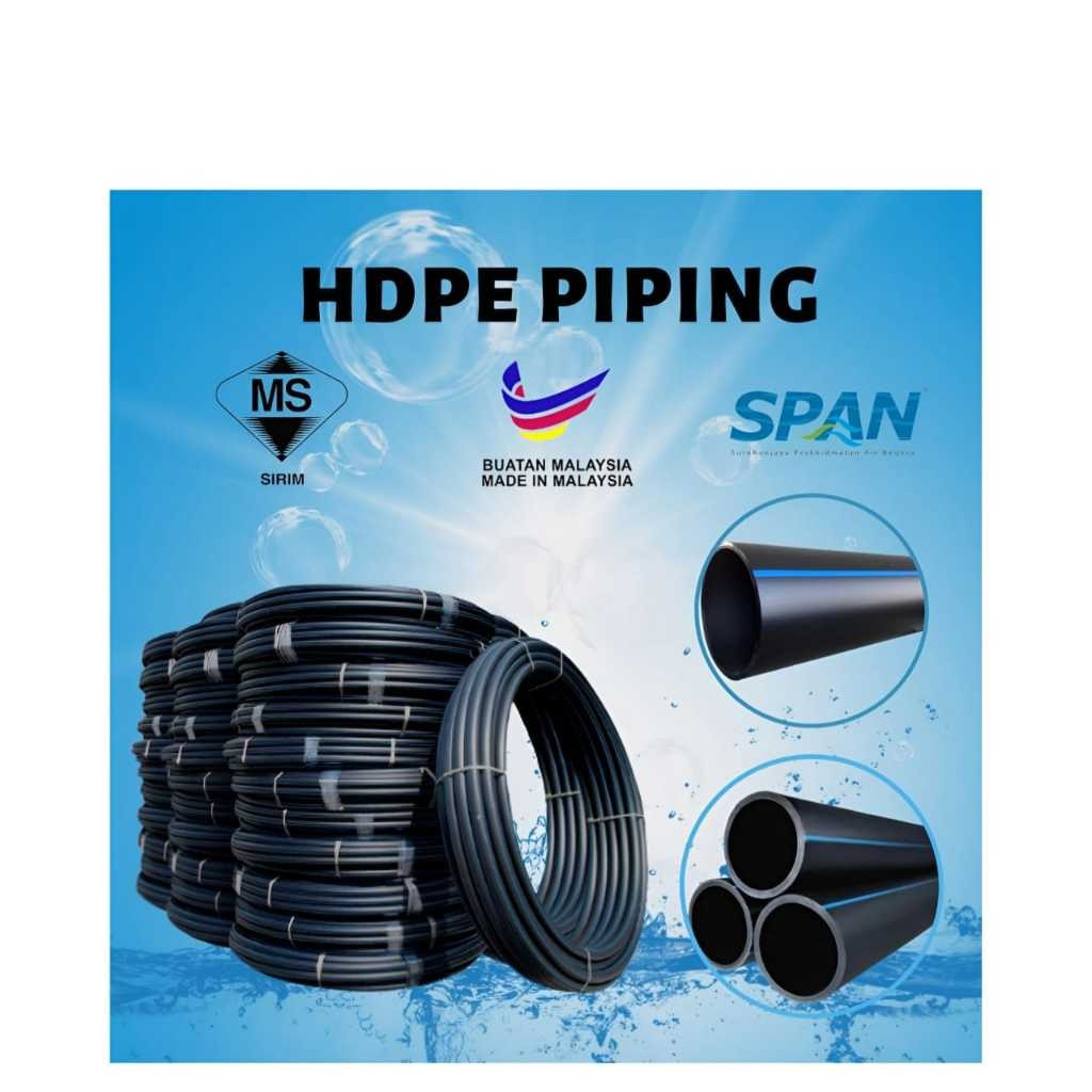 [100 Meter] 3/4" Inch 25mm PN12.5 / PN16 HDPE Poly PP Pipe Black PE100 SIRIM PE 100 Polypaip ...