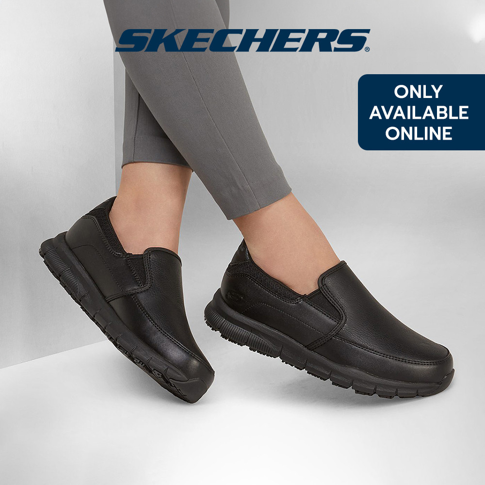 Skechers Women Work Nampa Slip Resistant Work Shoes - 77236-BLK Memory ...