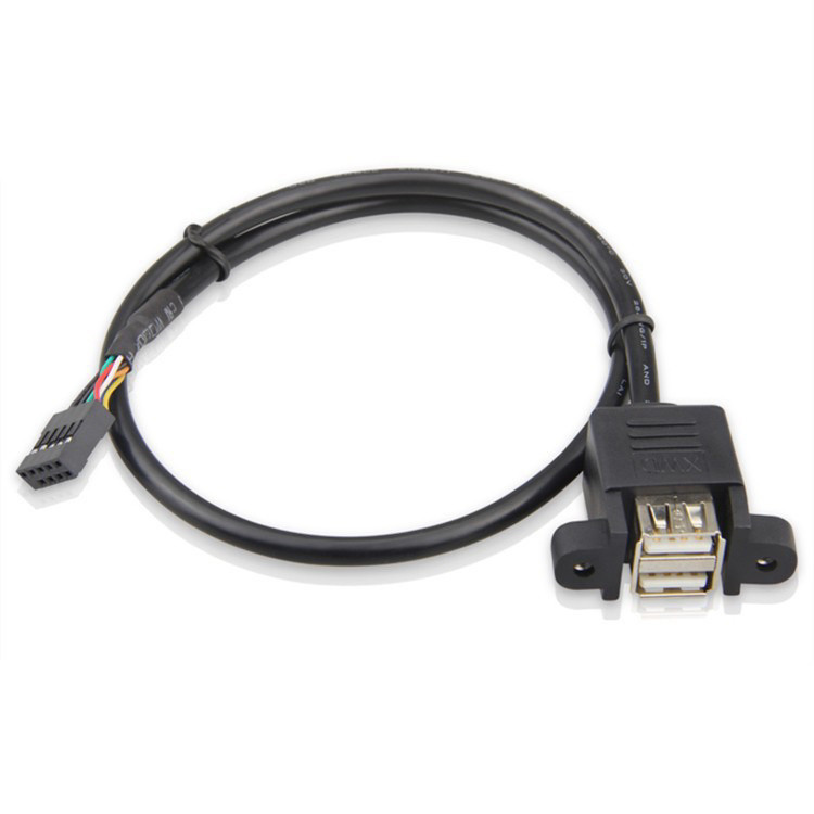 Computer Case Motherboard 9-Pin to USB Dual-Port Baffle Extension Cable ...