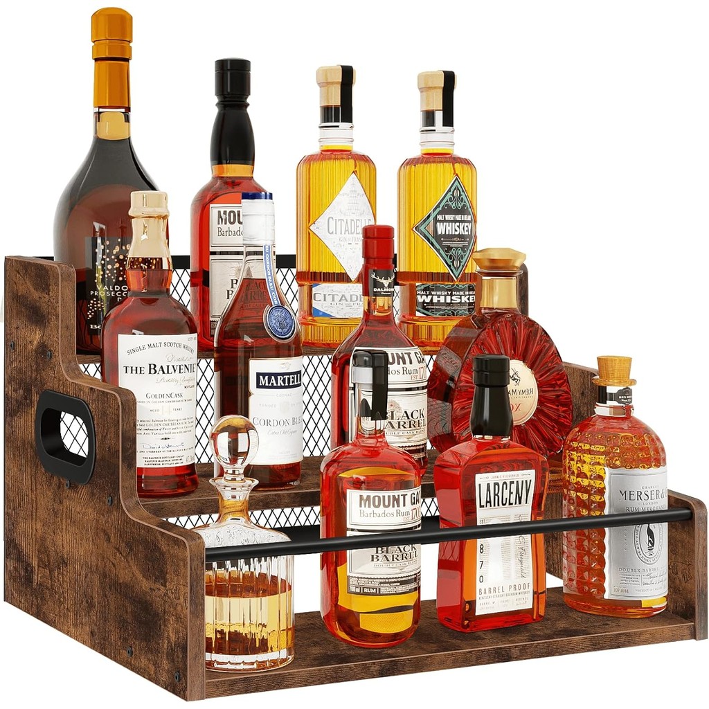 Homode Liquor Bottle Display Shelf, 3 Step Coffee Syrup Rack Organizer ...
